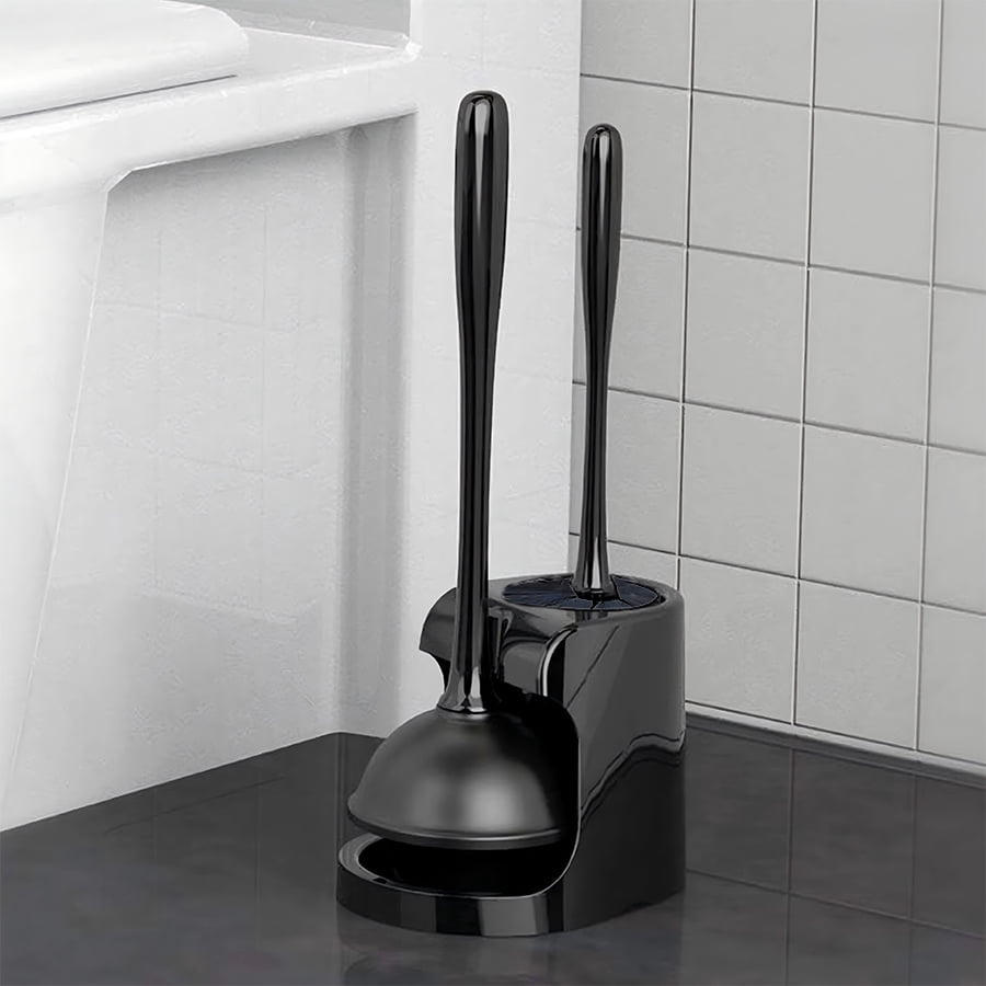 2 in 1 Toilet Brush and Plunger Set with Ventilated Holder,Toilet Bowl ...