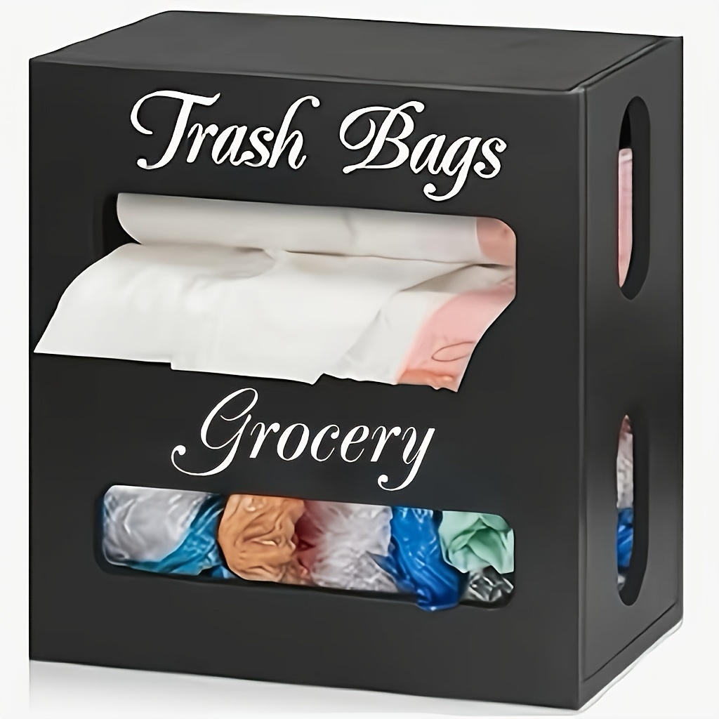2 In 1 Trash Bag Dispenser, Wood Trash Bag Holder, Garbage Bag Holder ...