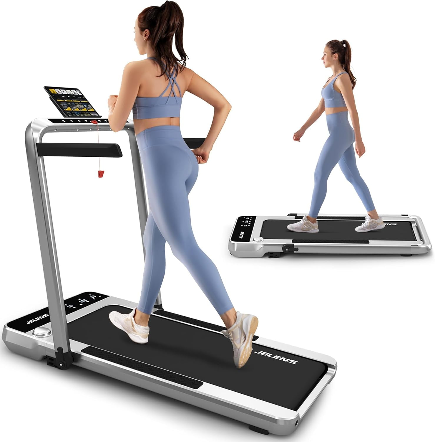 2 in 1 Treadmill Under Desk Walking Pad 2.5HP Home Folding Treadmills ...