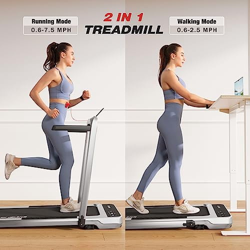2 in 1 Treadmill Under Desk Walking Pad 2.5HP Home Folding Treadmills ...