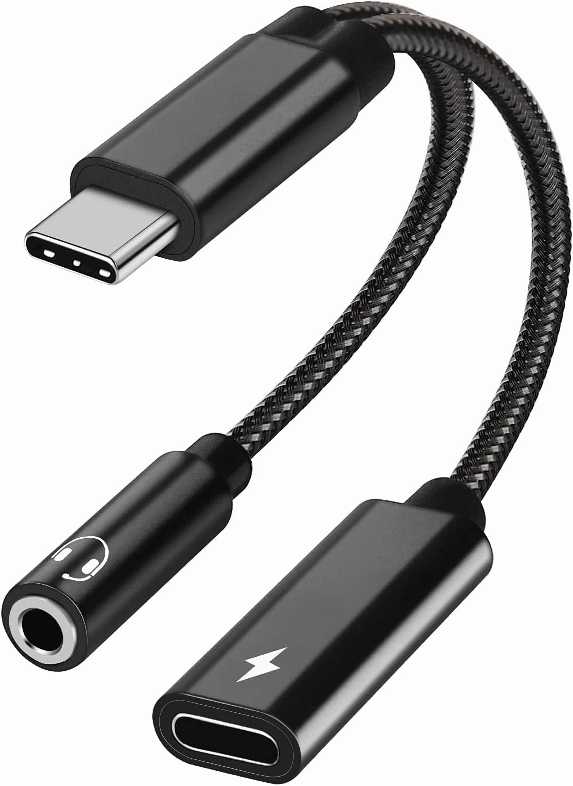 2 in 1 USB C to 3.5mm Headphone and Charger Adapter, USB C to AUX Mic ...