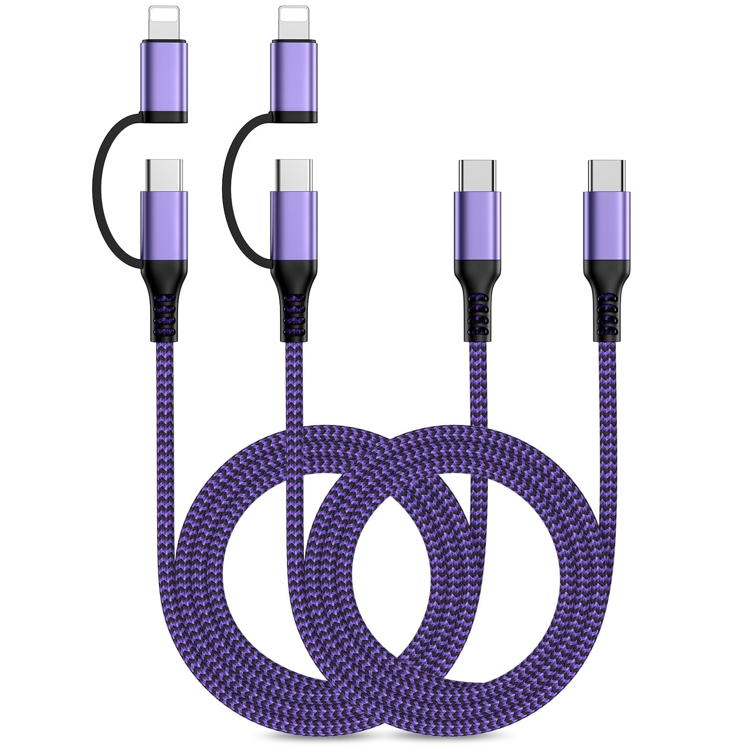 2 in 1 USB C to C/Charger Cable, 2Pack Multi Fast Charging Cable Nylon ...