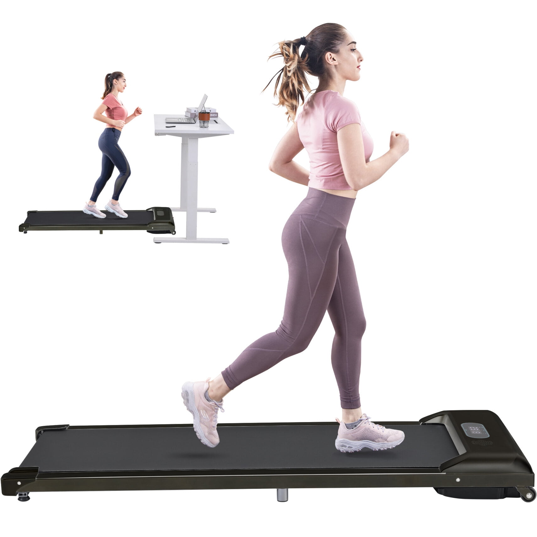 2 in 1 Under Desk Treadmill, 2.5HP Folding Treadmills for Home Office w ...