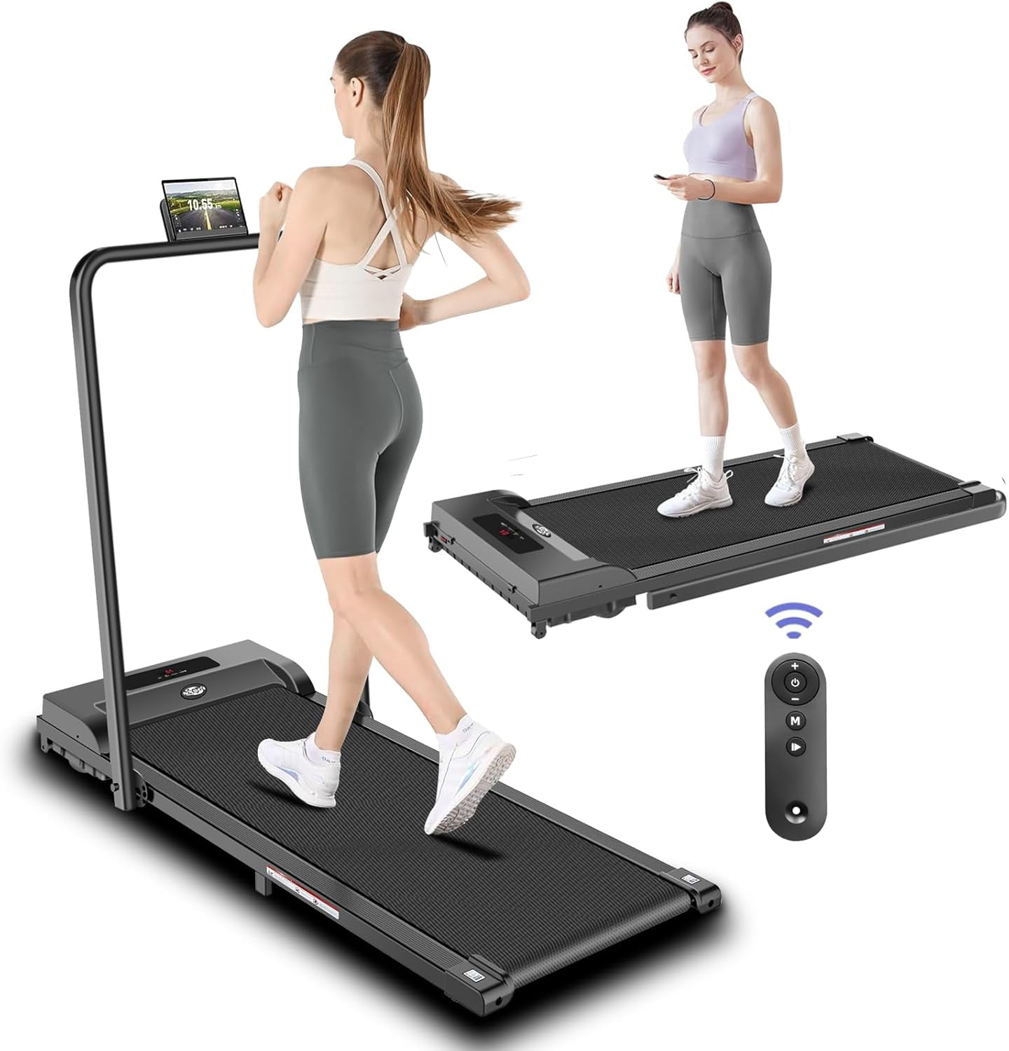 2 in 1 Walking Pad Treadmill, Foldable Treadmills with Handle Bar, 2 ...