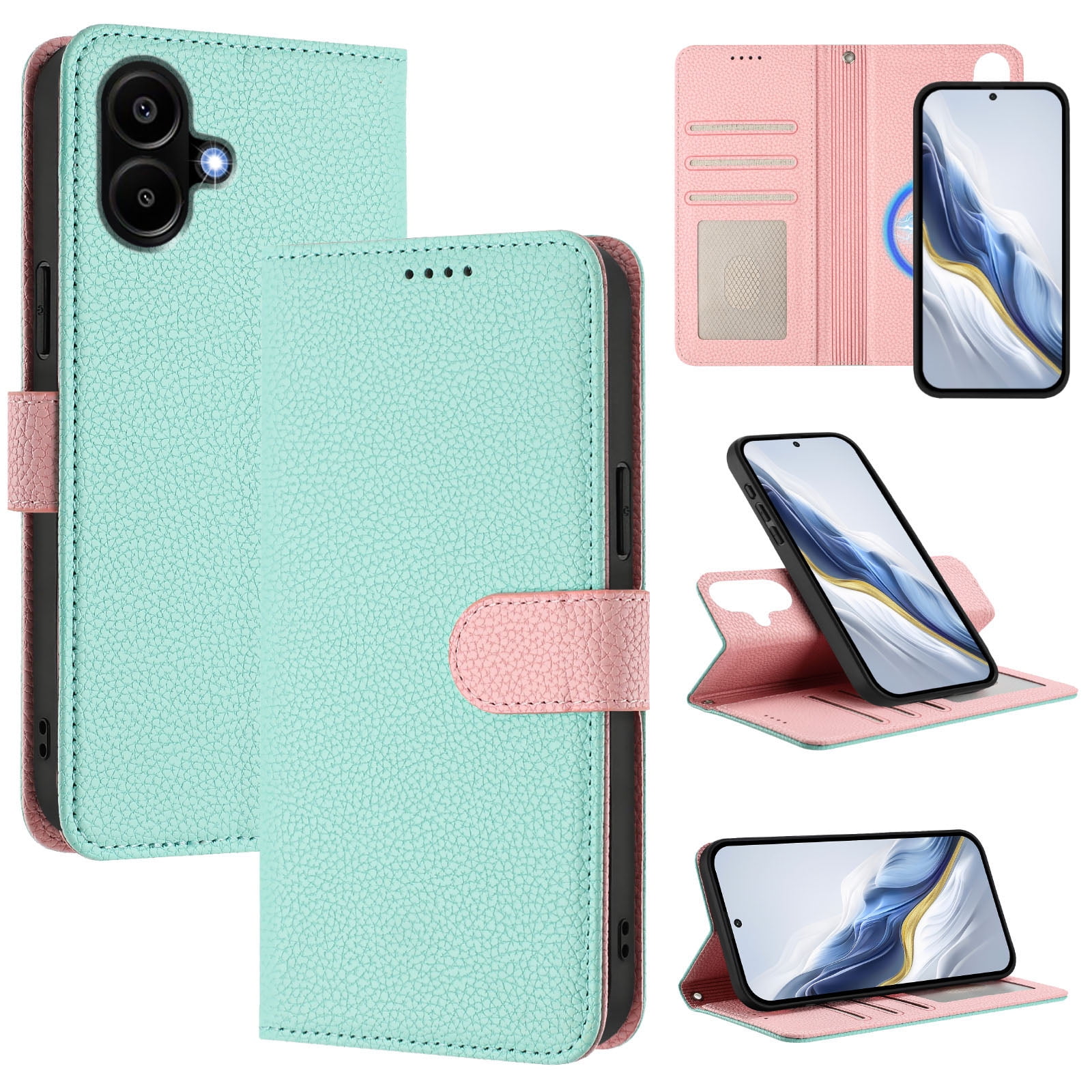 2 In 1 Wallet Case for Samsung Galaxy A06, Lychee Texture PU Leather ...
