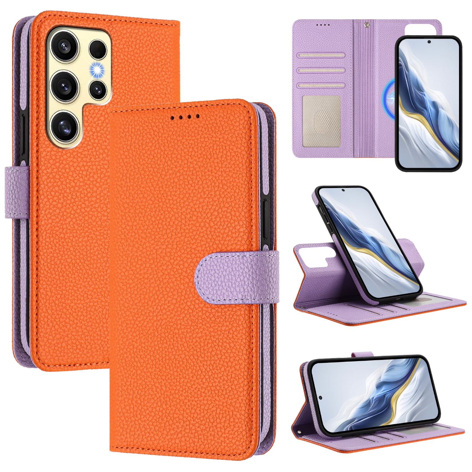 2 In 1 Wallet Case for Samsung Galaxy S23 Ultra, Lychee Texture PU ...