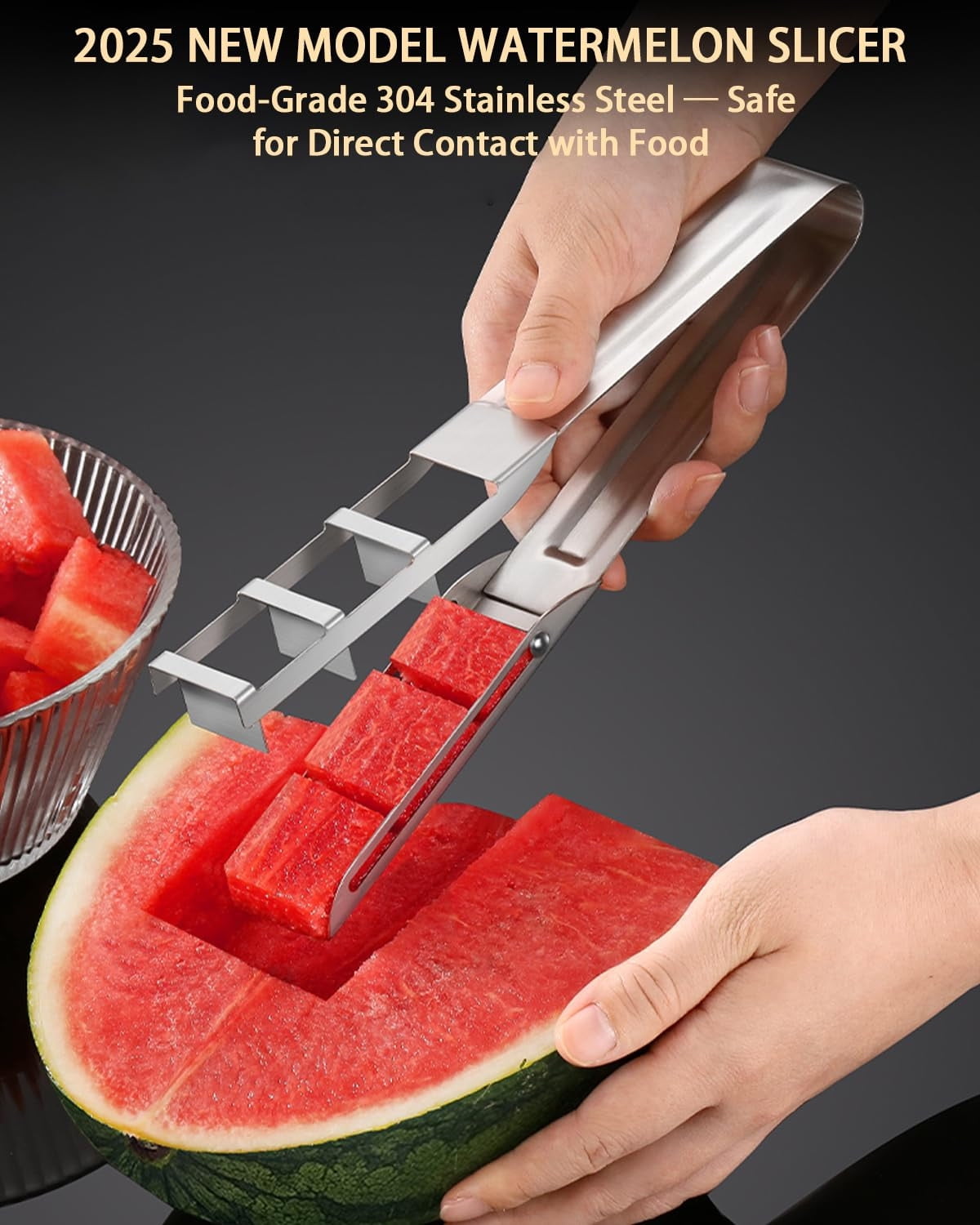 2 in 1 Watermelon Cutter Slicer, Stainless Steel Watermelon Cutter Tool ...