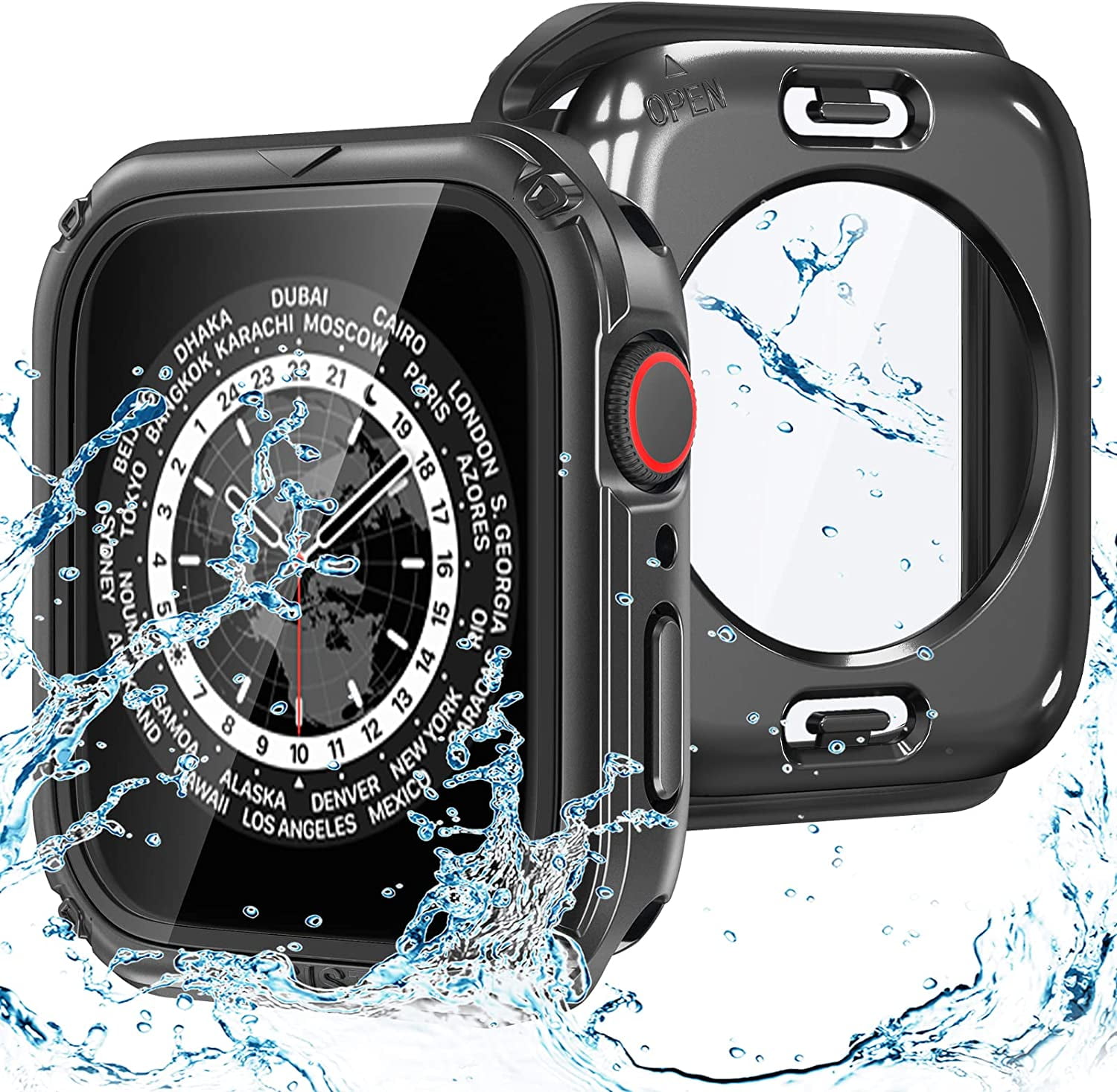 2 in 1 Waterproof Rugged Case for Apple Watch Series 8 Series 7 41mm ...