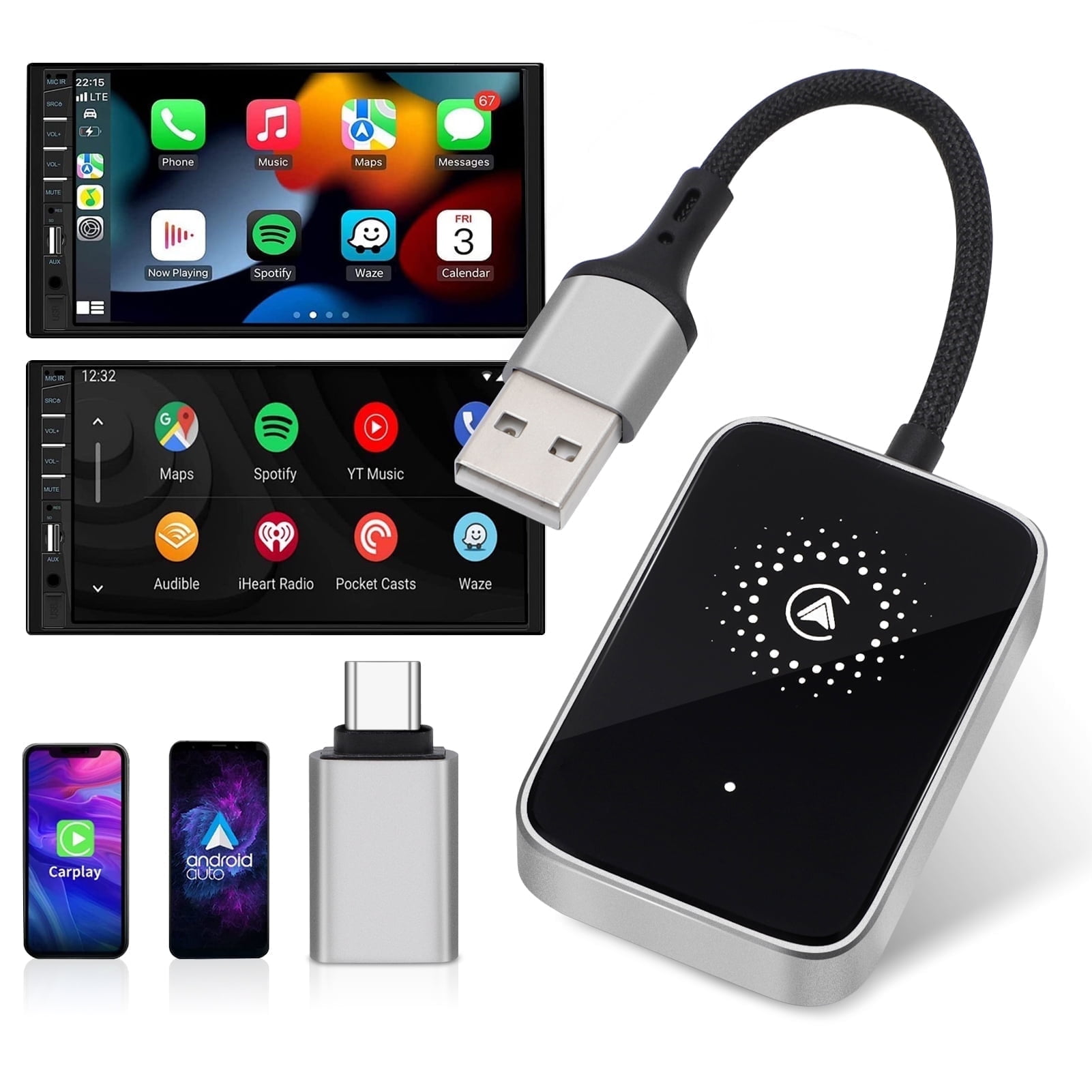 2 in 1 Wireless CarPlay Adapter 2025 Upgraded, Wireless CarPlay ...