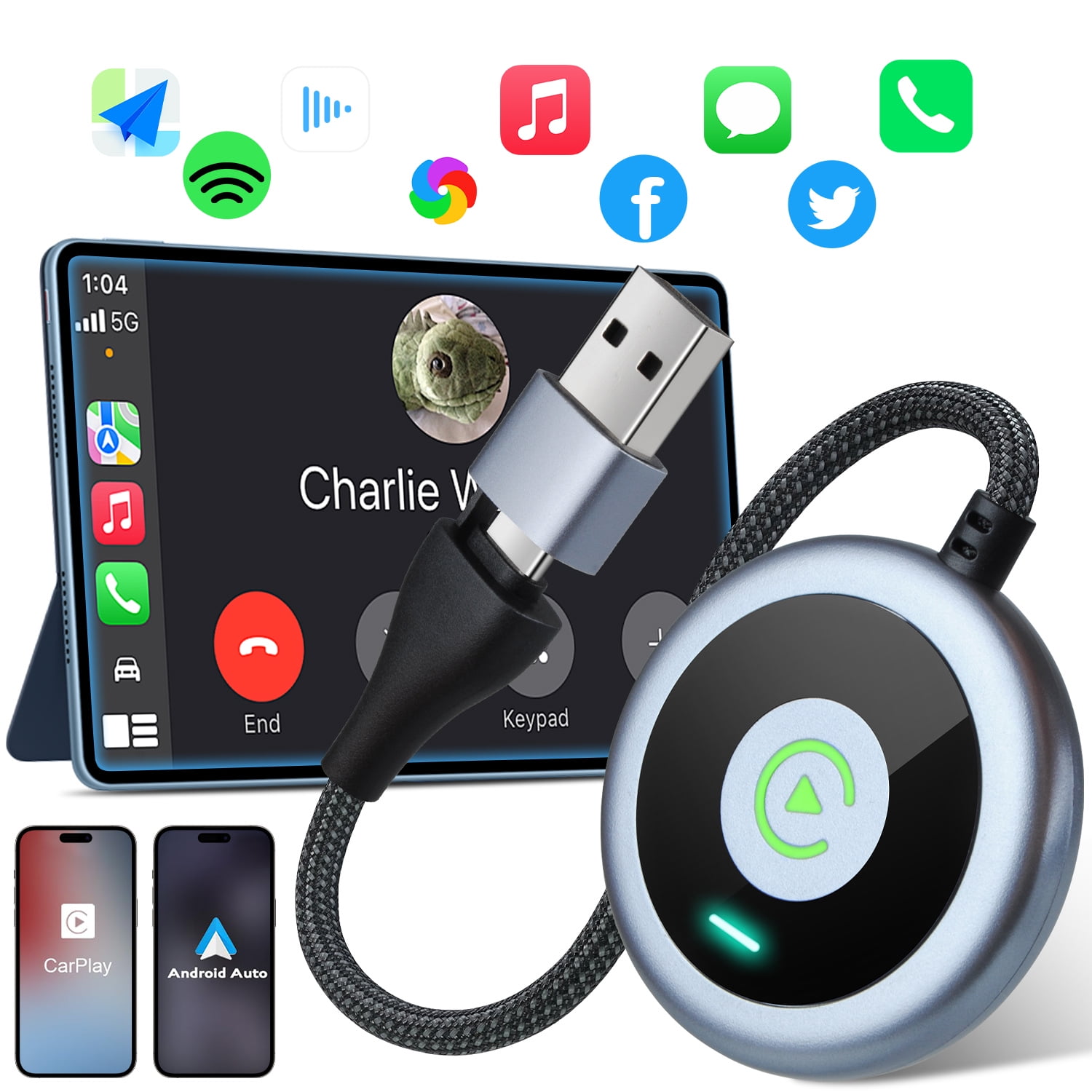 2 in 1 Wireless CarPlay Adapter & Android Auto Wireless Adapter,AILKIN ...