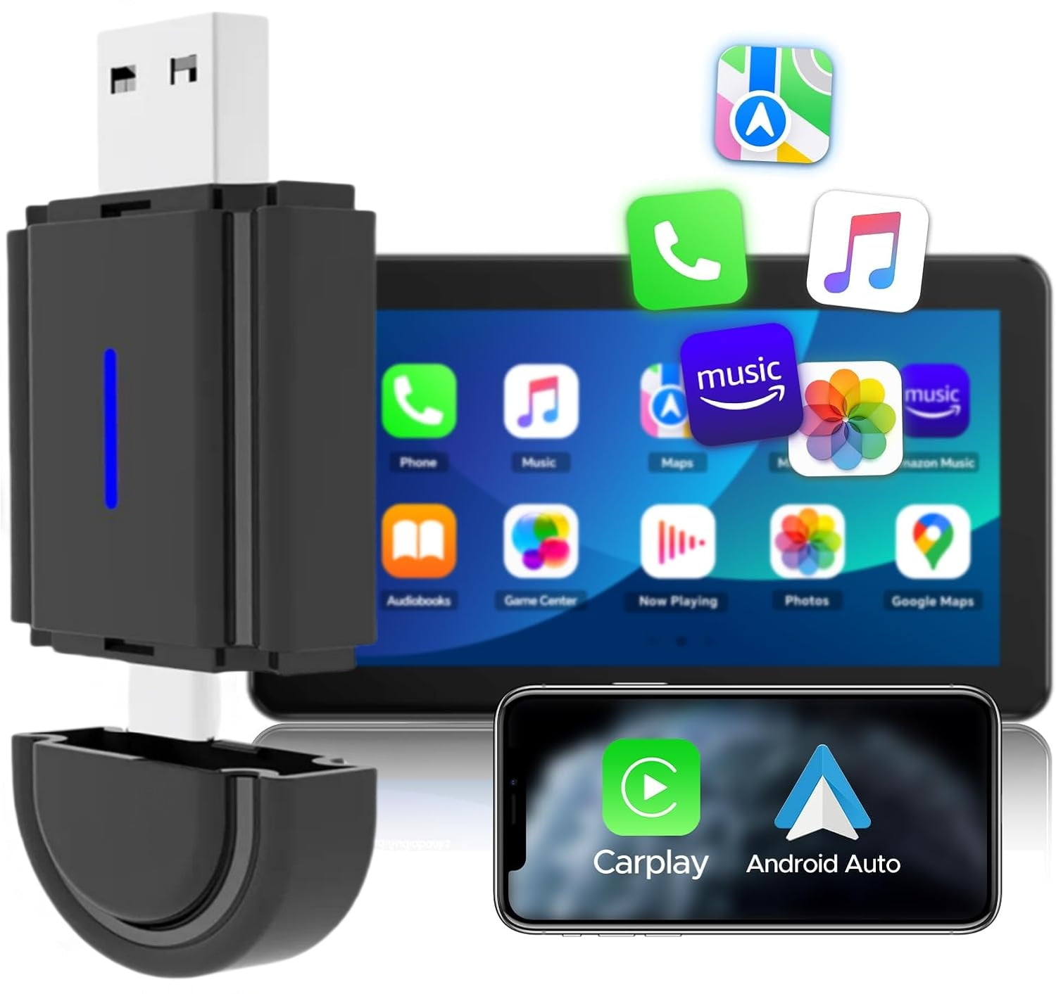 2 in 1 Wireless Carplay Adapter for Carplay & Android Auto, Car Play ...