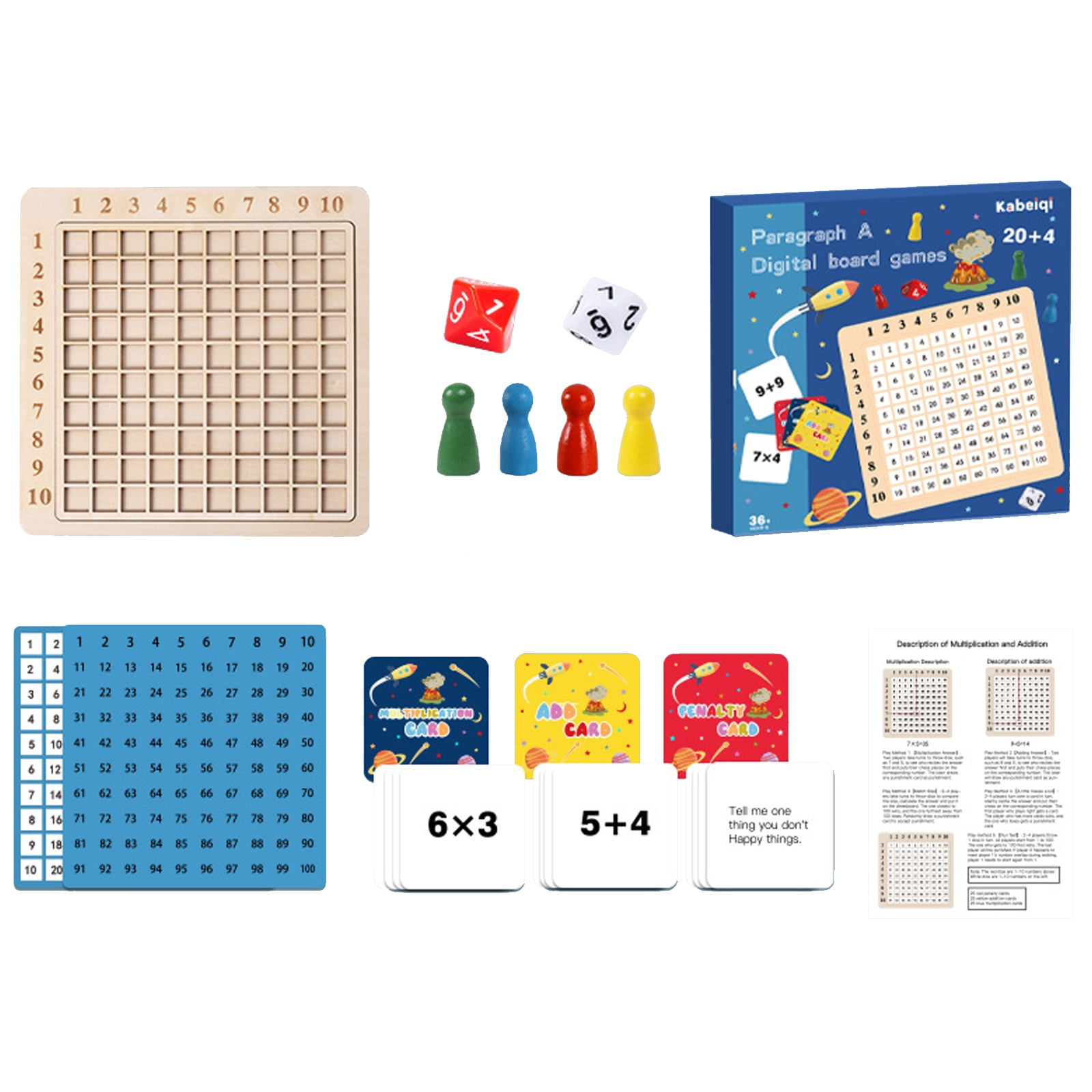 2 in 1 Wooden Math Multiplication Board Montessori Children Counting ...