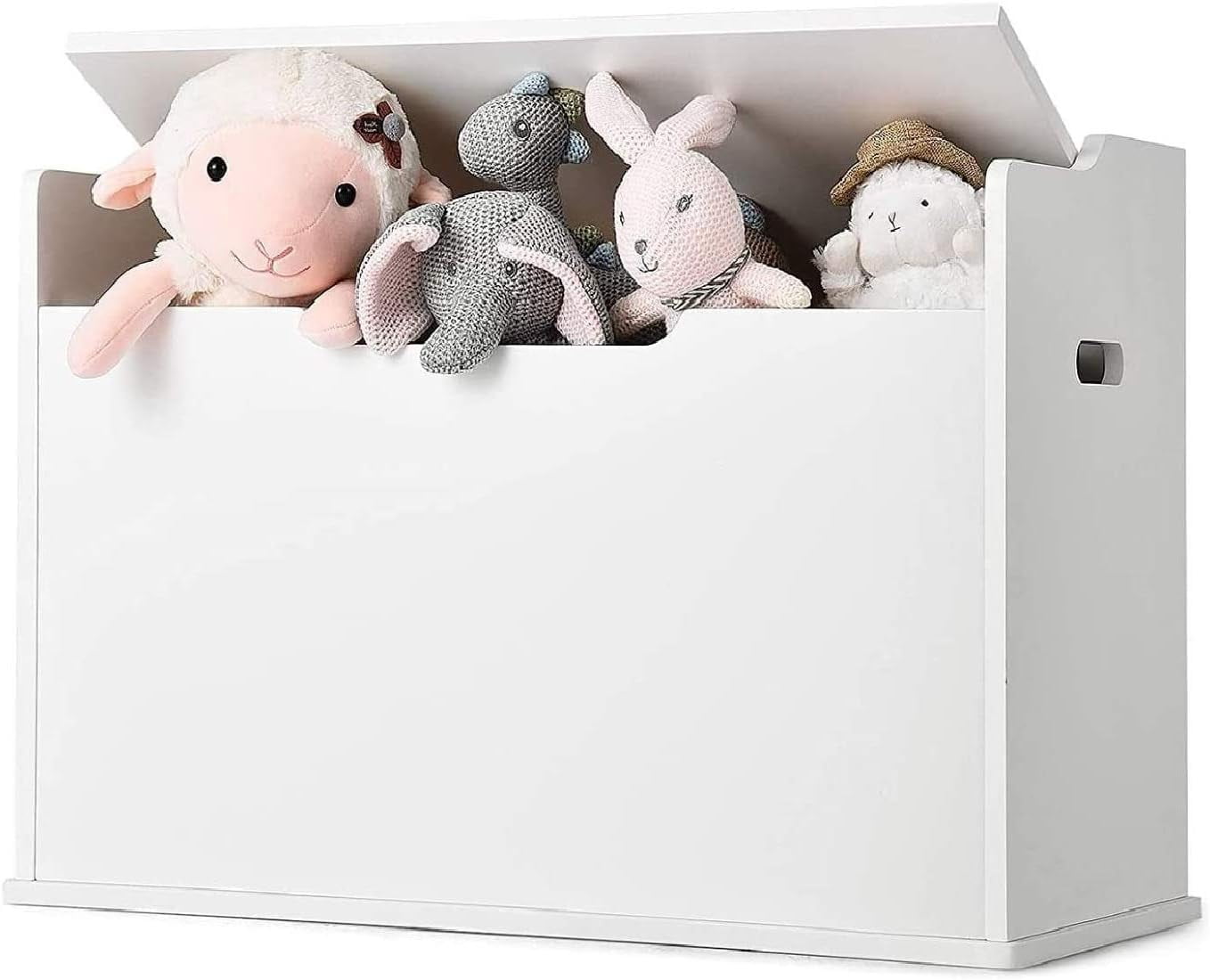 2 in 1 Wooden Toy Chest and Storage Case with Seating Cushion, Lift-Top ...