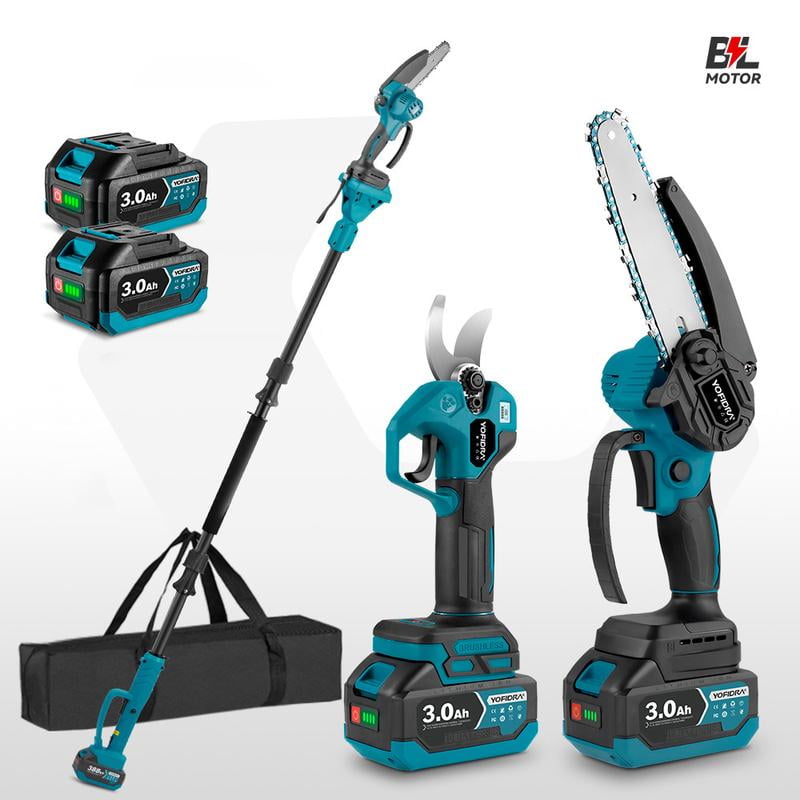 2 in 1 cordless pole saw and mini chainsaw with 2 batteries, electric ...