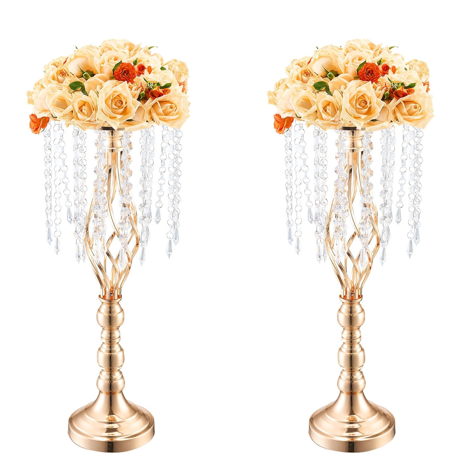 2/10/12/20/24PCS 16/42/45/50/58cm Metal Stand Tall Crystal Wedding Flower Stand Vase for Party ...