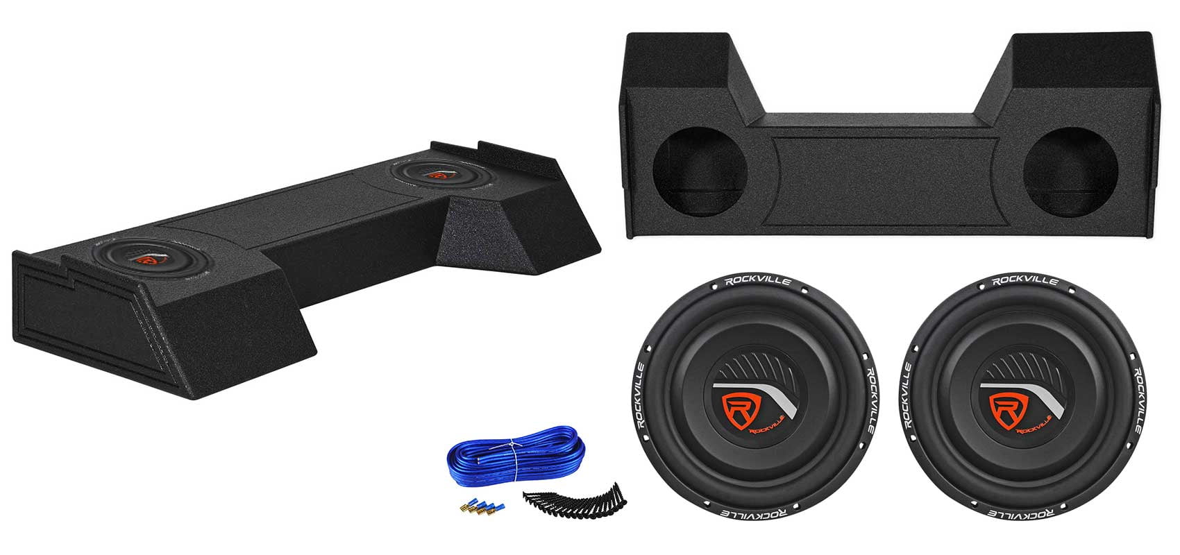 (2) 10" 2-Ohm Subwoofers+Bedlined Downfire Box For 2019-2020 Dodge Ram ...