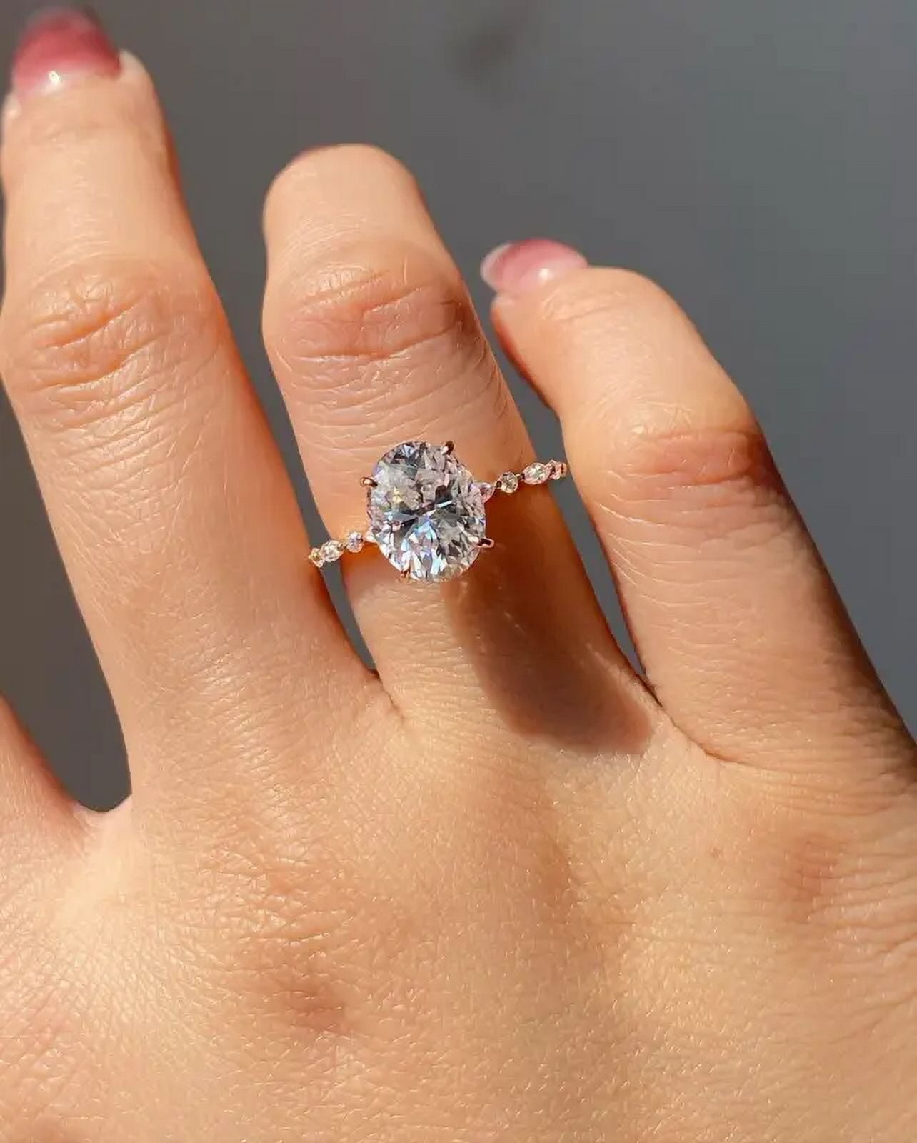 2.10 CT Oval Cut Moissanite Diamond Engagement Ring 18K Gold Ring ...