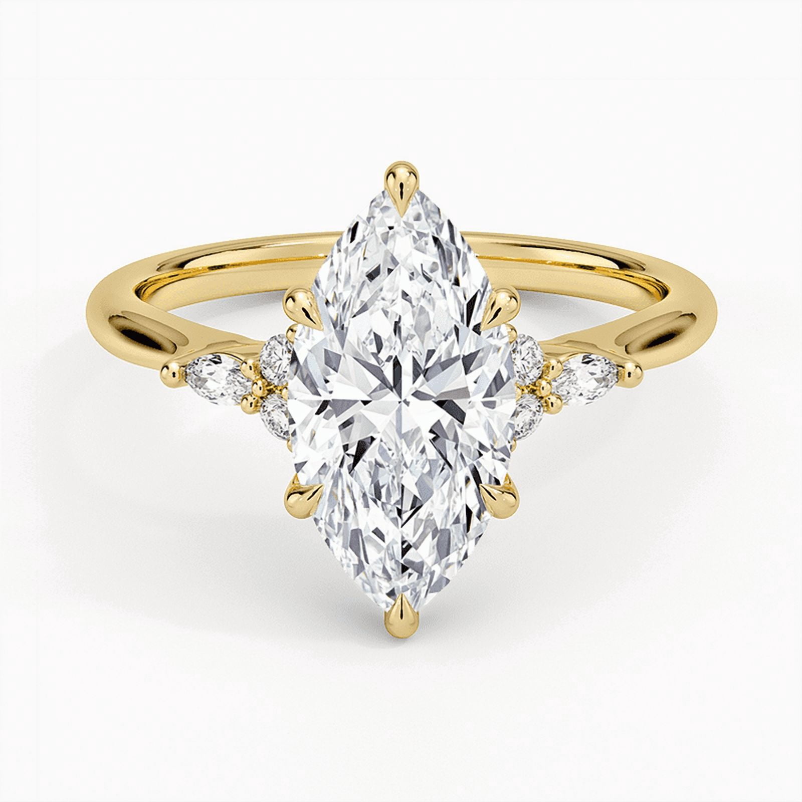 2.10 CTW Marquise Cut Cluster Lab Grown Diamond Engagement Ring 925 ...