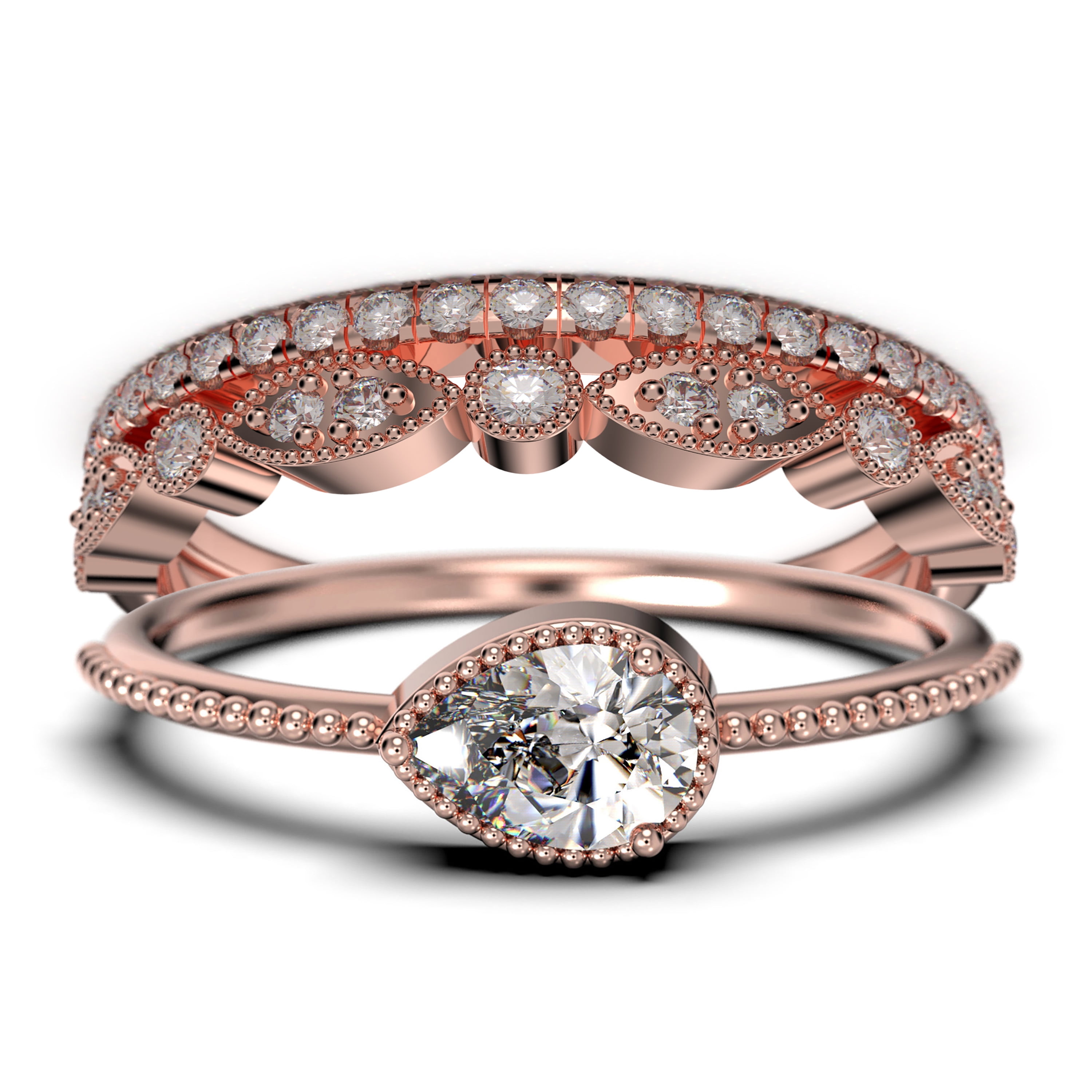 2.10 Carat Pear Cut Diamond Moissanite Classic Engagement Ring, Modern ...