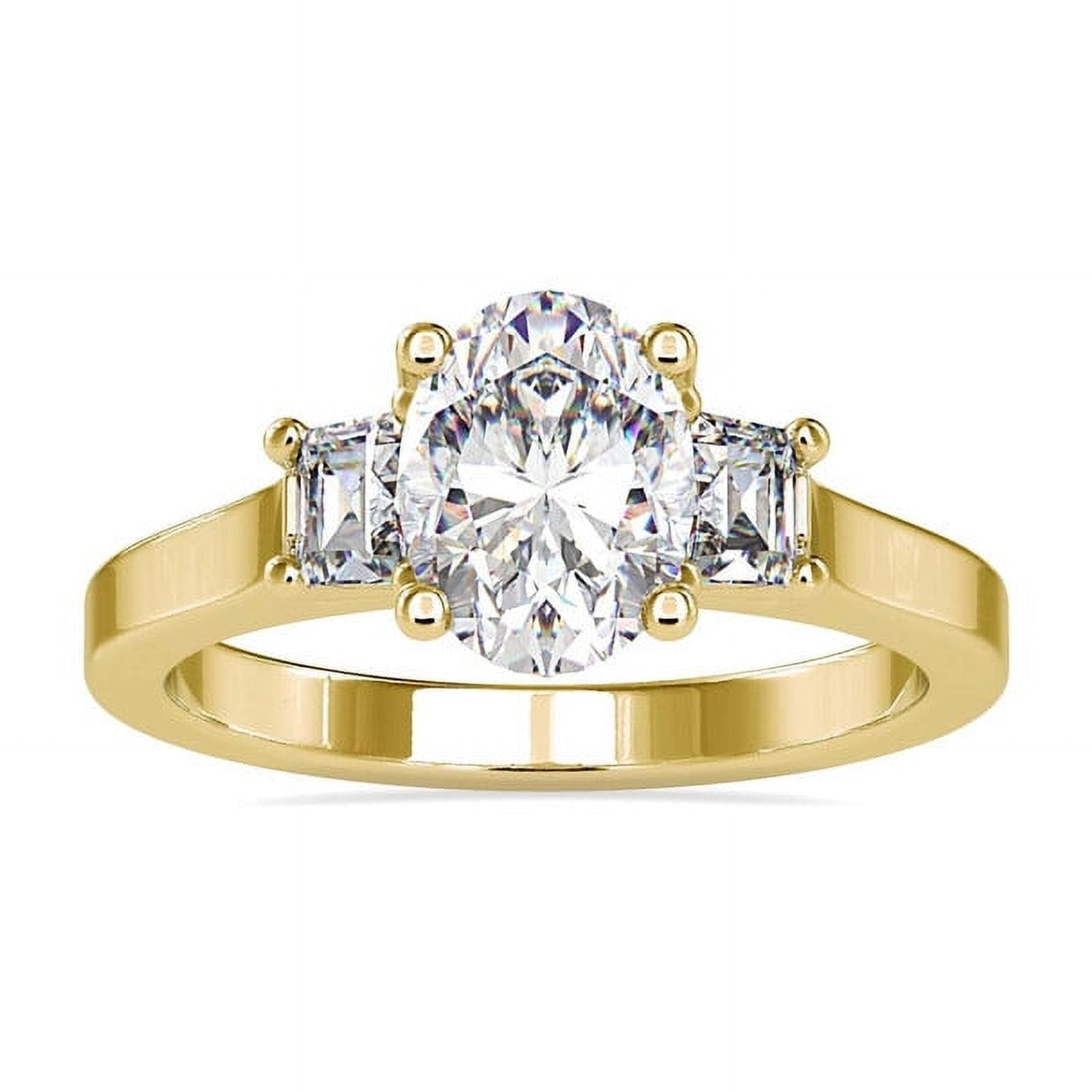 2.10 Ct 3 Stone Luxurious Oval Moissanite Engagement Ring for Girls ...