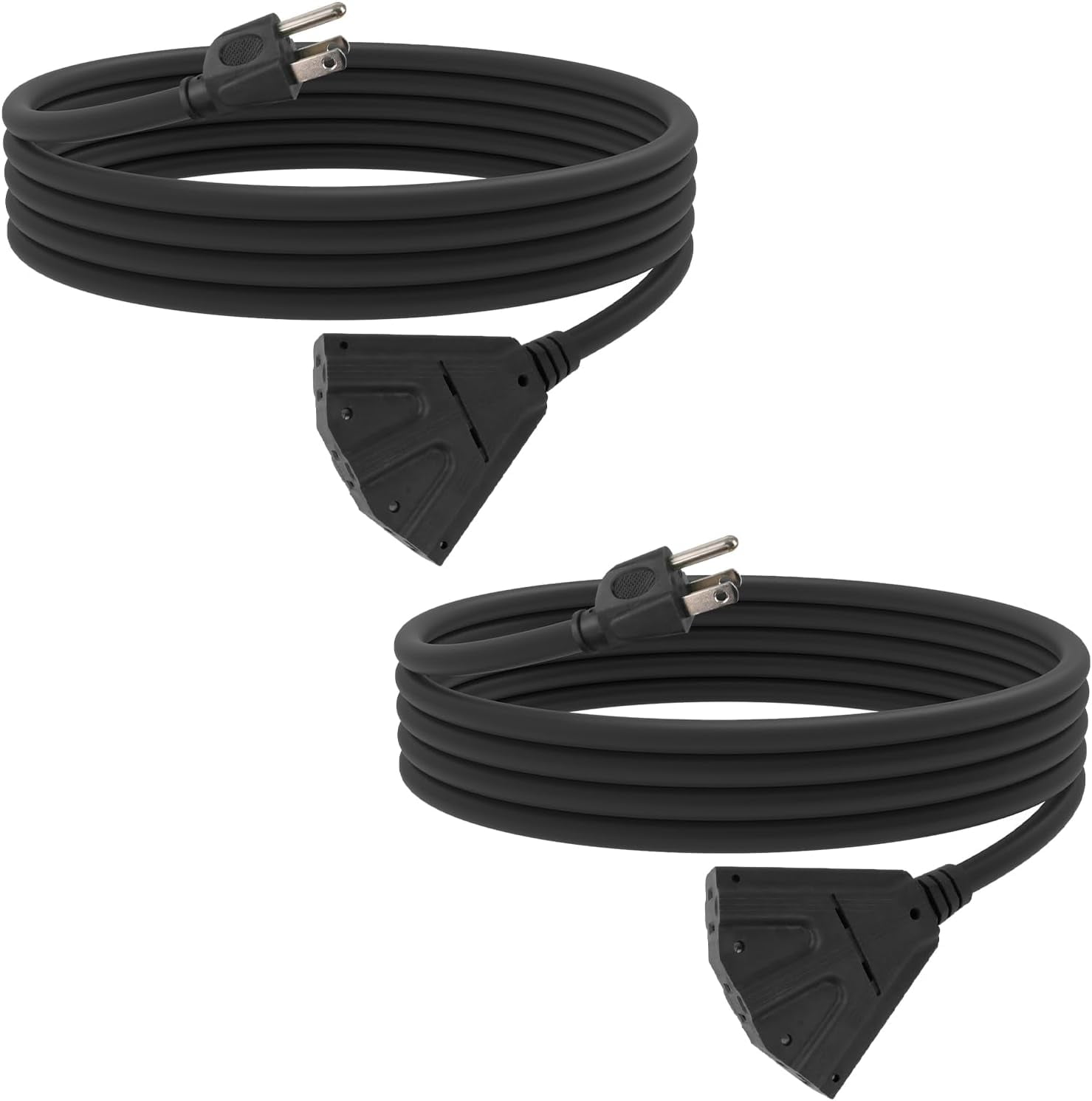 2 10 Ft Outdoor Extension Cord with 3 Electrical Power Outlets - 16/3 ...