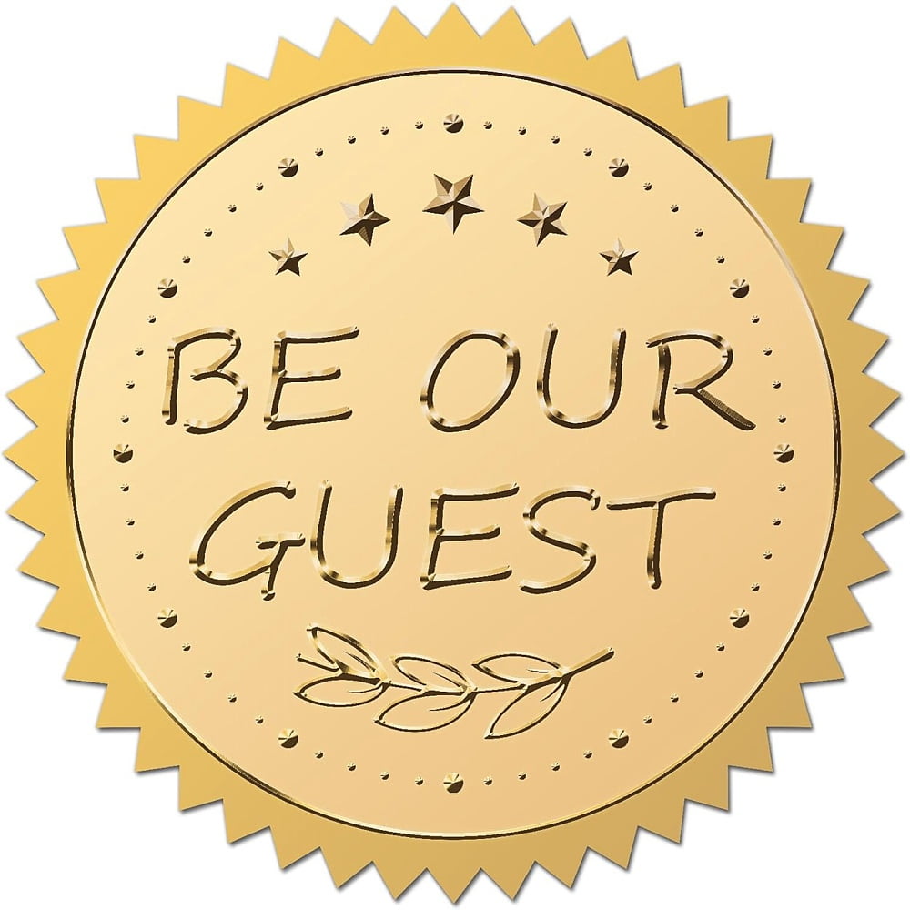 2" 100PCS Be Our Guest Gold Foil Invitation Stickers Self Adhesive ...
