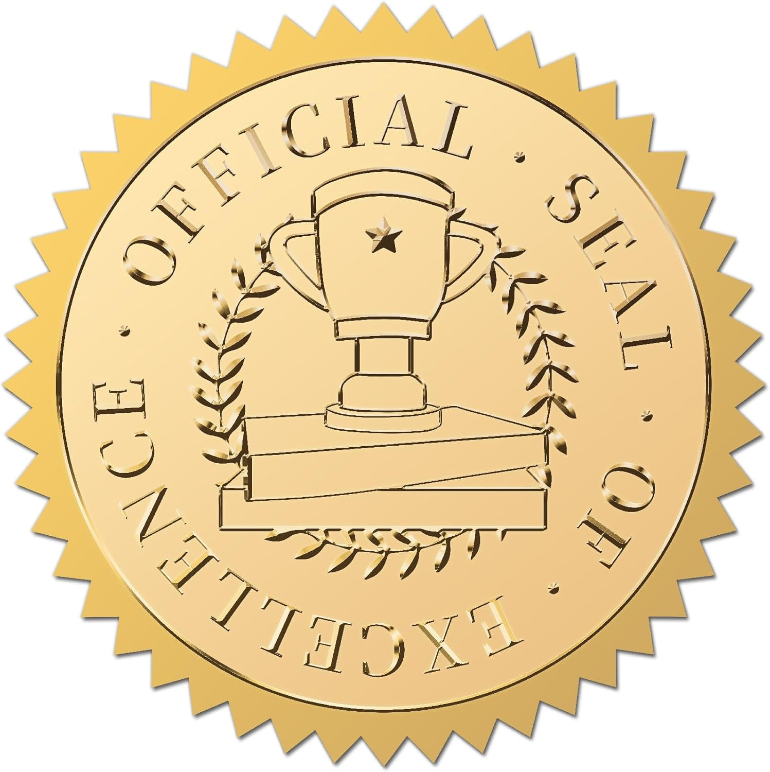 2" 100Pcs Trophy Gold Foil Certificate Seals Self Adhesive Awards ...