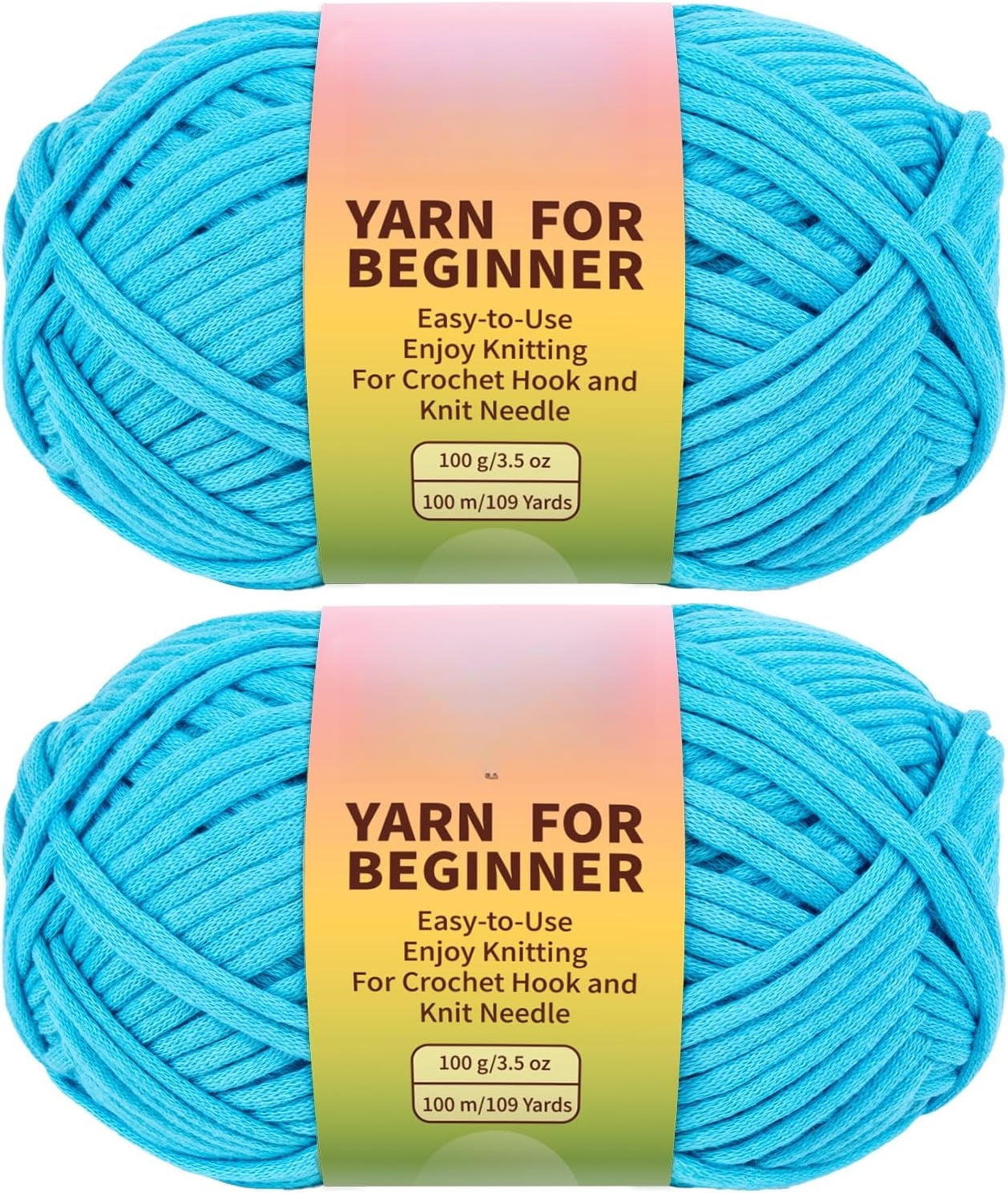 2*100g Beginner Easy Rainbow Crochet & Knitting Yarn - Cotton-Nylon ...