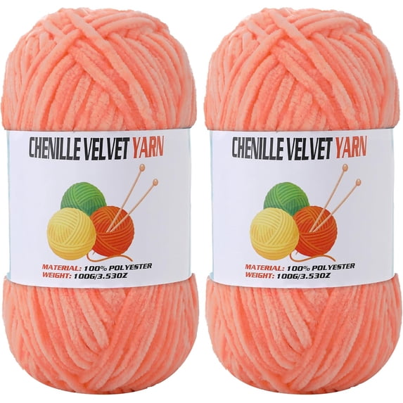 2 * 100g Velvet Chenille Chunky Yarn, Handcrafts Weaving Soft Chenille ...
