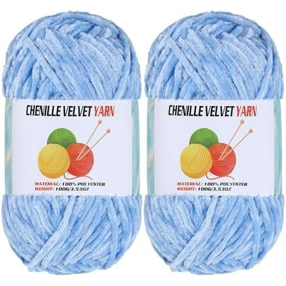2 * 100g Velvet Chenille Chunky Yarn, Handcrafts Weaving Soft Chenille ...