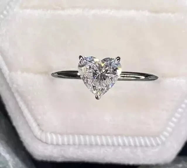 2.10Ct Heart Cut Simulated Diamond Women's Ring 14K White Gold Plated ...
