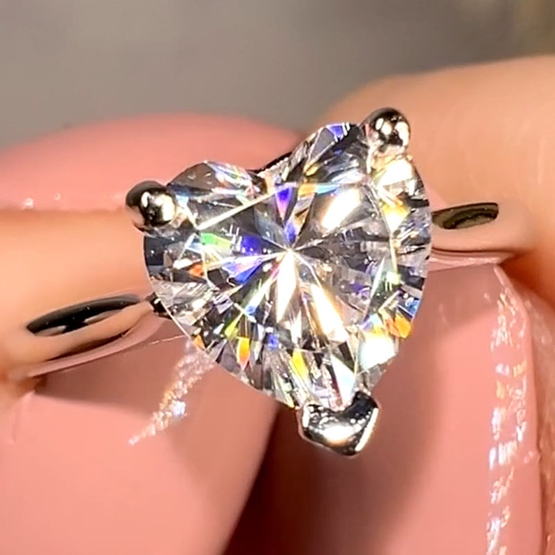 2.10Ct Heart Cut Simulated Diamond Women's Ring 14K White Gold Plated ...