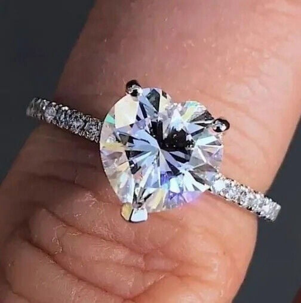 2.10Ct Heart Cut Simulated Diamond Women's Ring 14K White Gold Plated ...