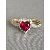 2.10Ct Heart Cut Simulated Red Ruby Women's Halo Wedding Ring 14K ...
