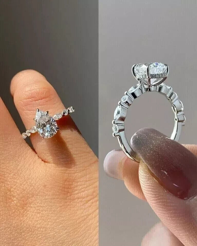 2.10Ct Marquise Cut Simulated Diamond Women's Ring 14K White Gold ...