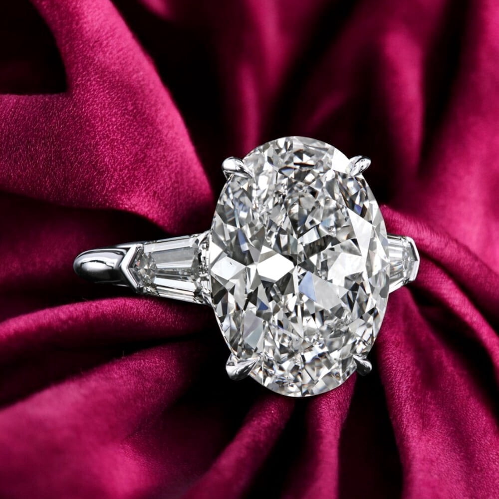 2.10Ct Oval Cut Simulated Diamond Women's Ring 14K White Gold Plated ...