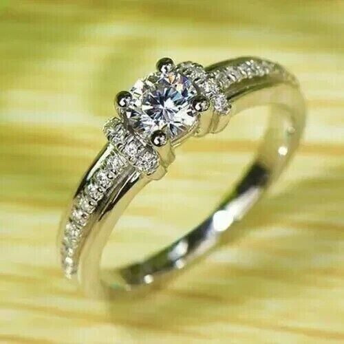 2.10Ct Round Cut Lab-Created Diamond Engagement Wedding Ring 14k White ...