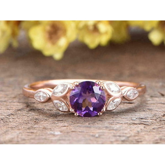 2.10Ct Round Cut Simulated Amethyst Women's Engagement Gift Ring 14K ...