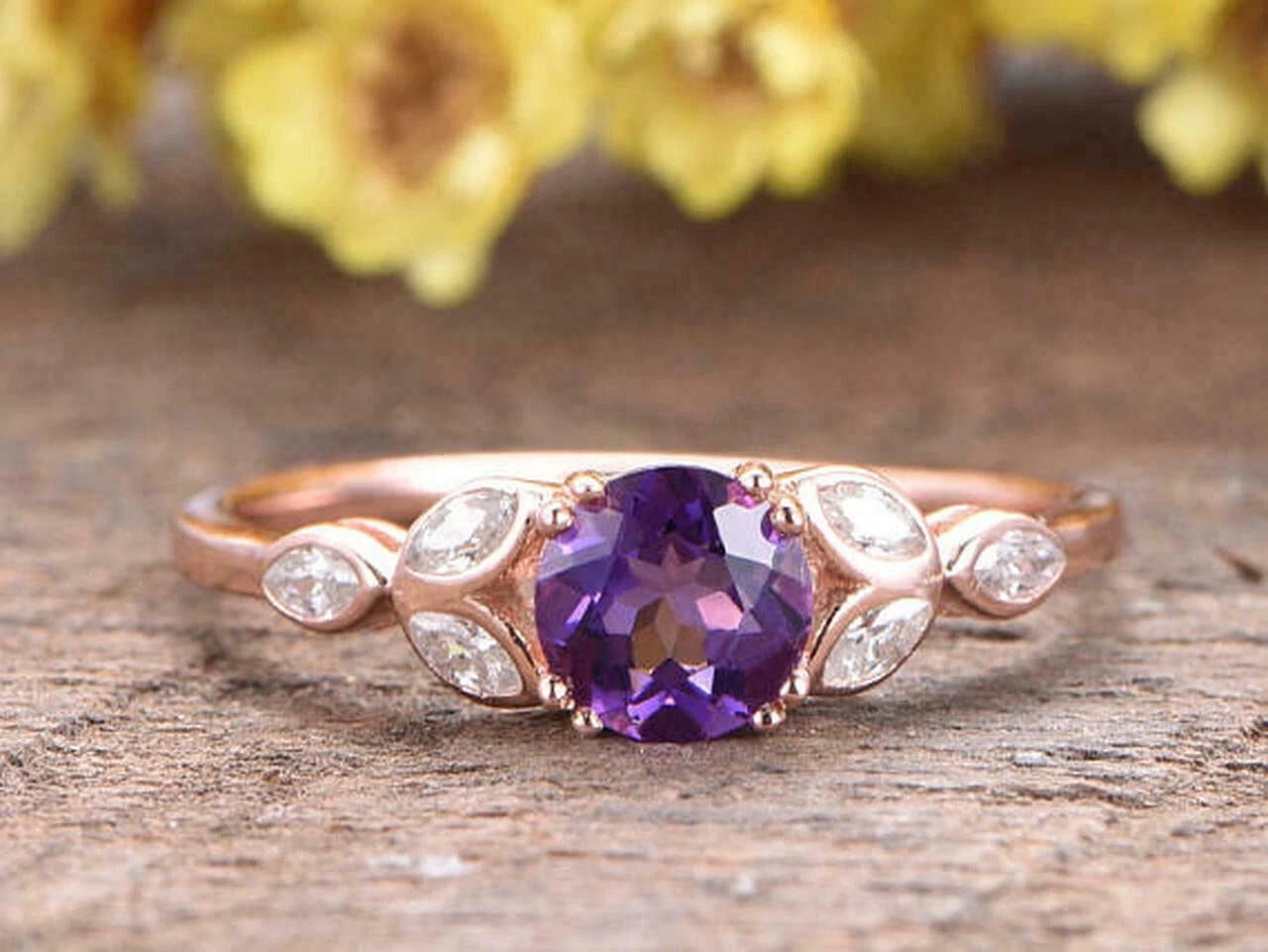 2.10Ct Round Cut Simulated Amethyst Women's Engagement Gift Ring 14K ...