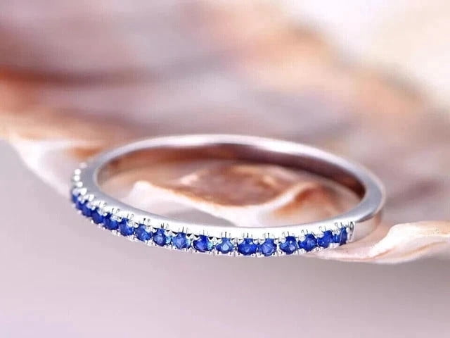 2.10Ct Round Cut Simulated Sapphire Women's Ring 14K White Gold Plated ...