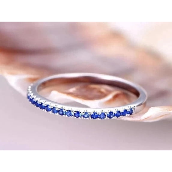 2.10Ct Round Cut Simulated Sapphire Women's Ring 14K White Gold Plated ...