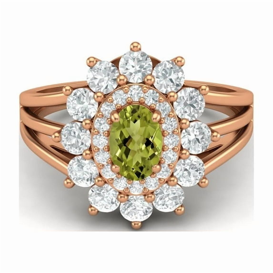 2.10Ctw Oval Cut lab-Created Peridot 14K Rose Gold Plated Cluster Women ...