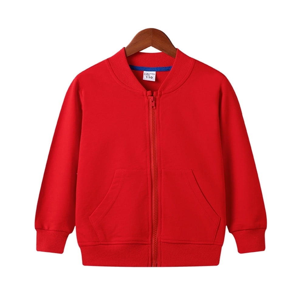 2-10T Kids Boys Girls Long Sleeve Zip Up Cotton Sweatshirt Solid Color ...