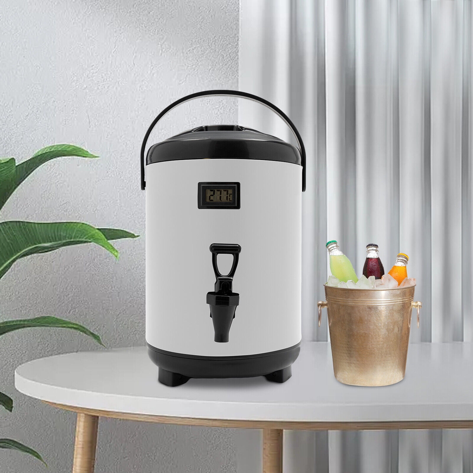 2.11 Gallons Insulated Beverage Dispenser Coffee Tea Hot & Cold Water ...