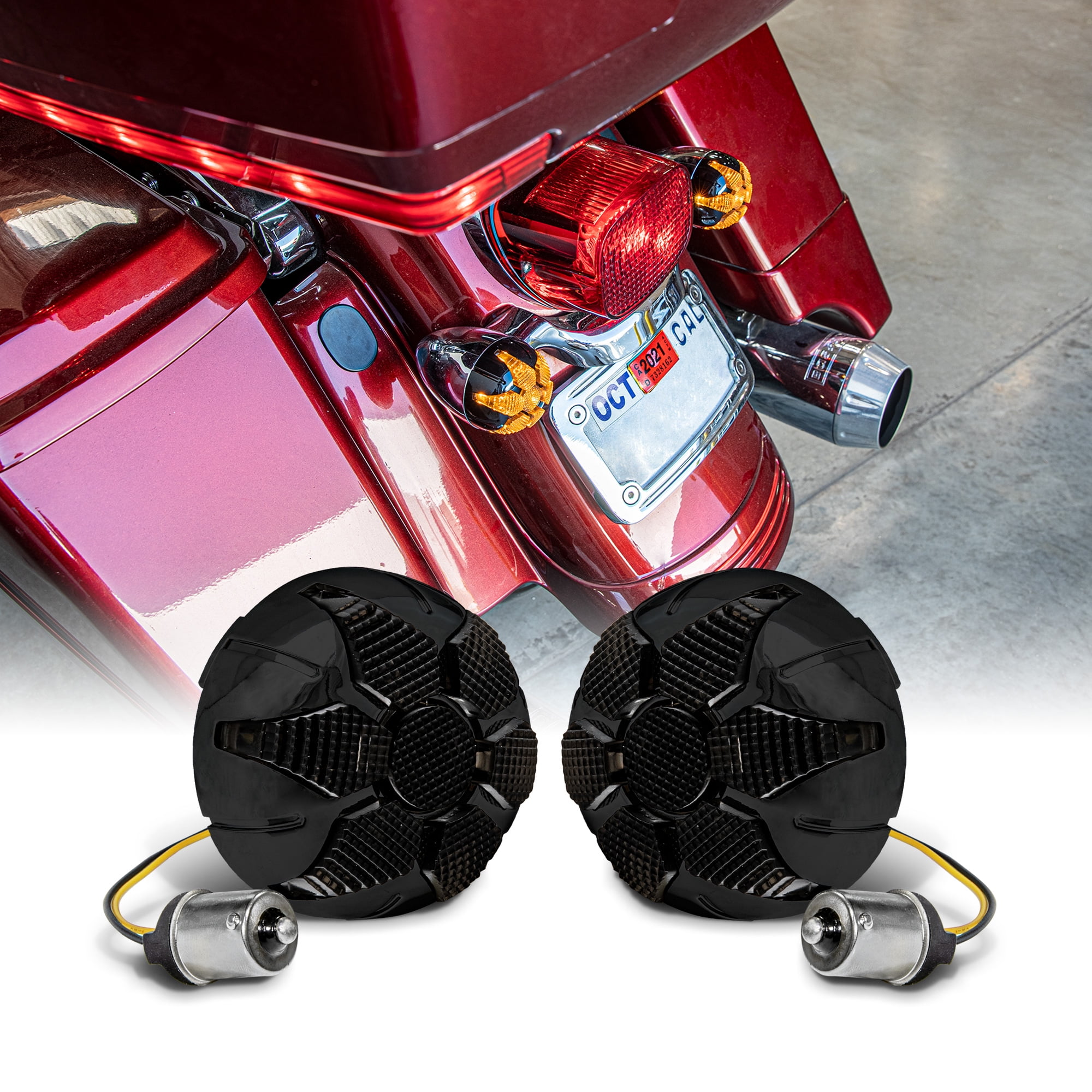 2" 1156 Rear Harley Amber LED Turn Signal Tail Light [Smoked Lens ...