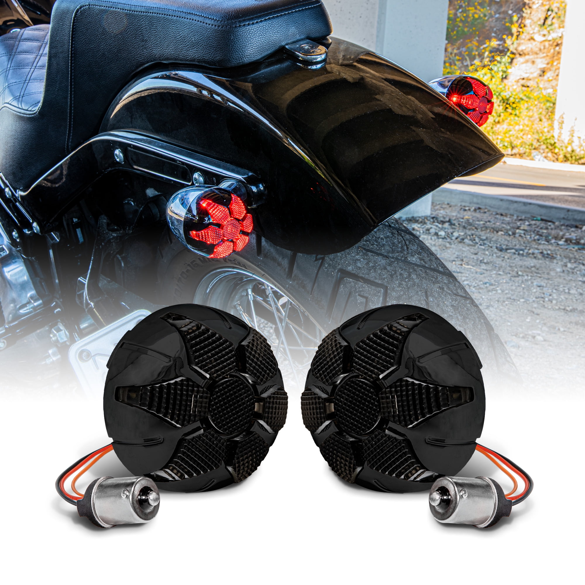 2" 1157 Rear Harley LED Red Turn Signal/Brake/Tail Light [Smoked Lens ...