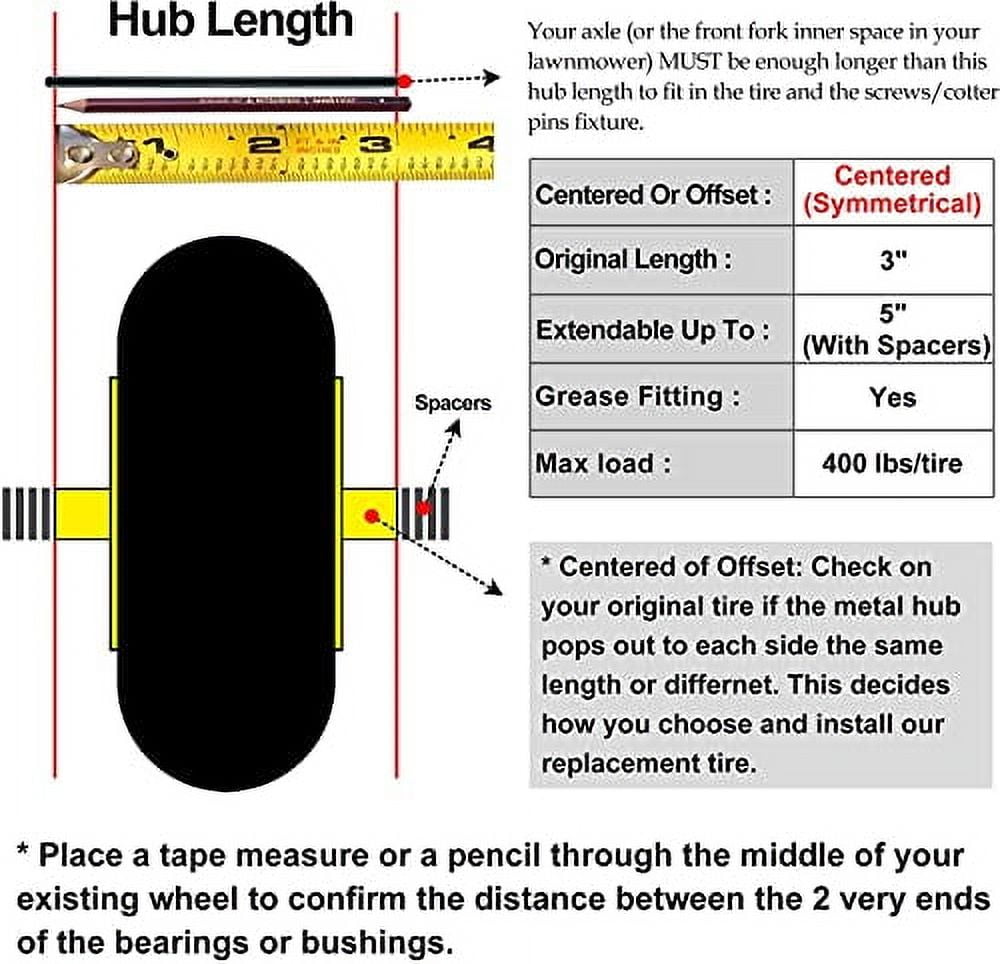 2 11x4.00-5 Flat-Free Commercial Heavy Duty Smooth Wheels w/Grease ...