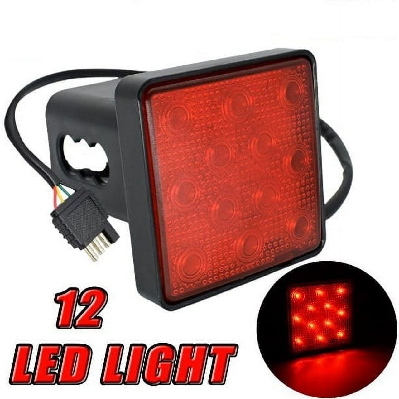 Yiyasu 2" 12 LED Trailer Hitch Cover Light, Tail Brake Rear Stop Indicator, 12V 2W ABS PC ...