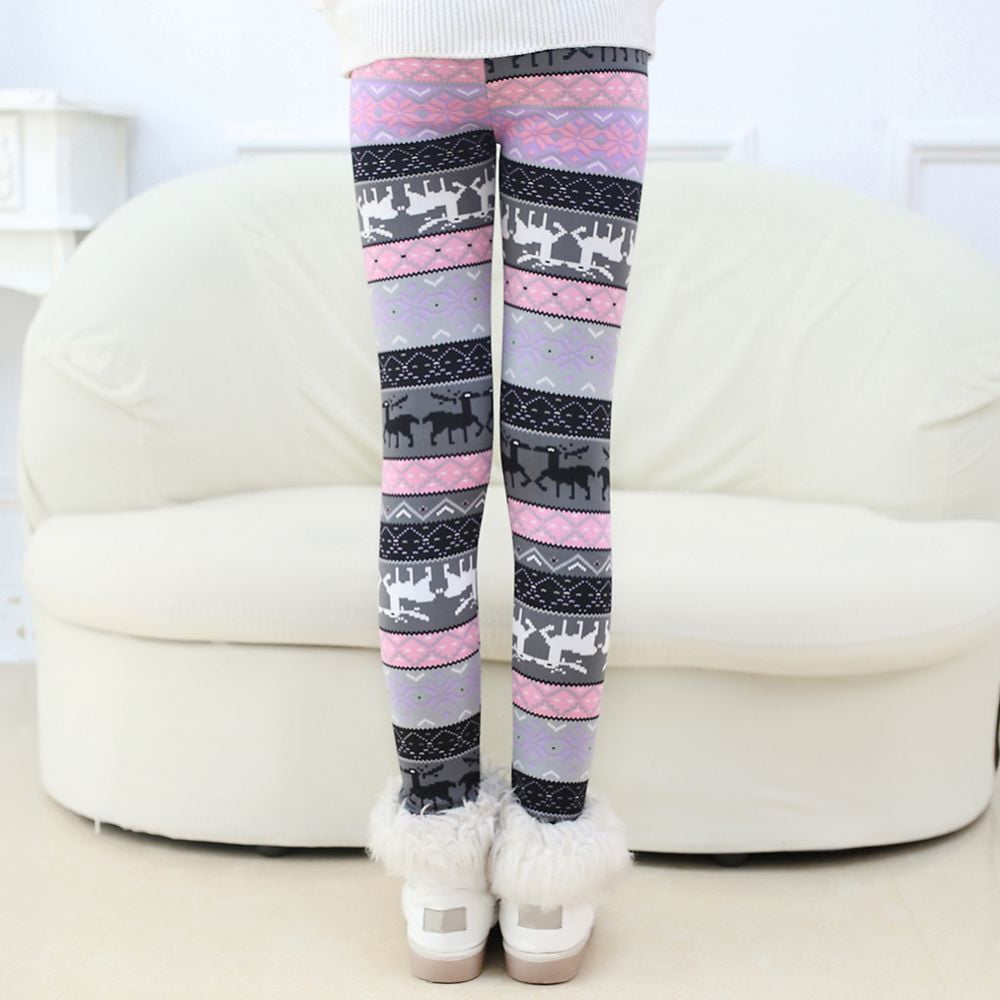 2-12 Years Girls Winter Warm Fleece Lined Leggings Kids Thick Velvet ...