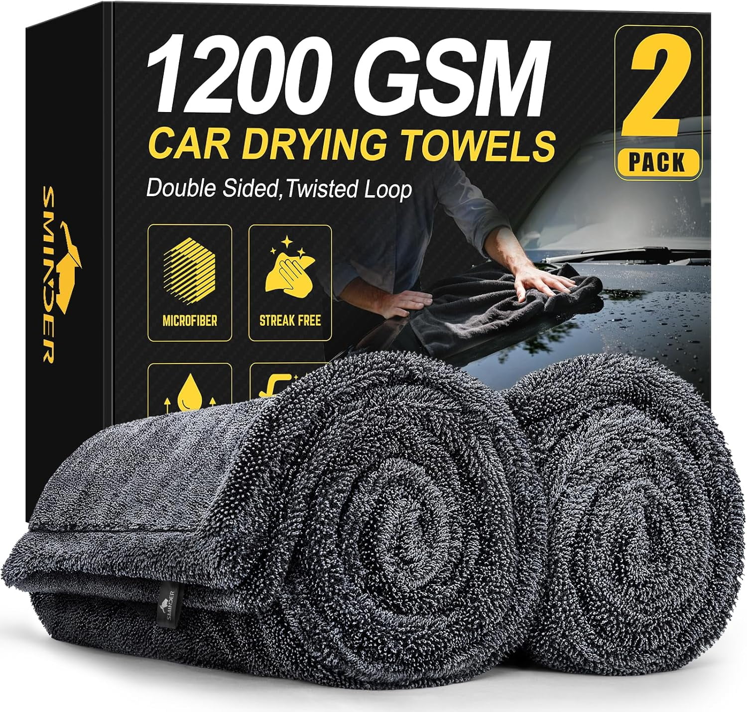 2- 1200 GSM Drying Towels - Microfiber Towels for (36" x 24 ...